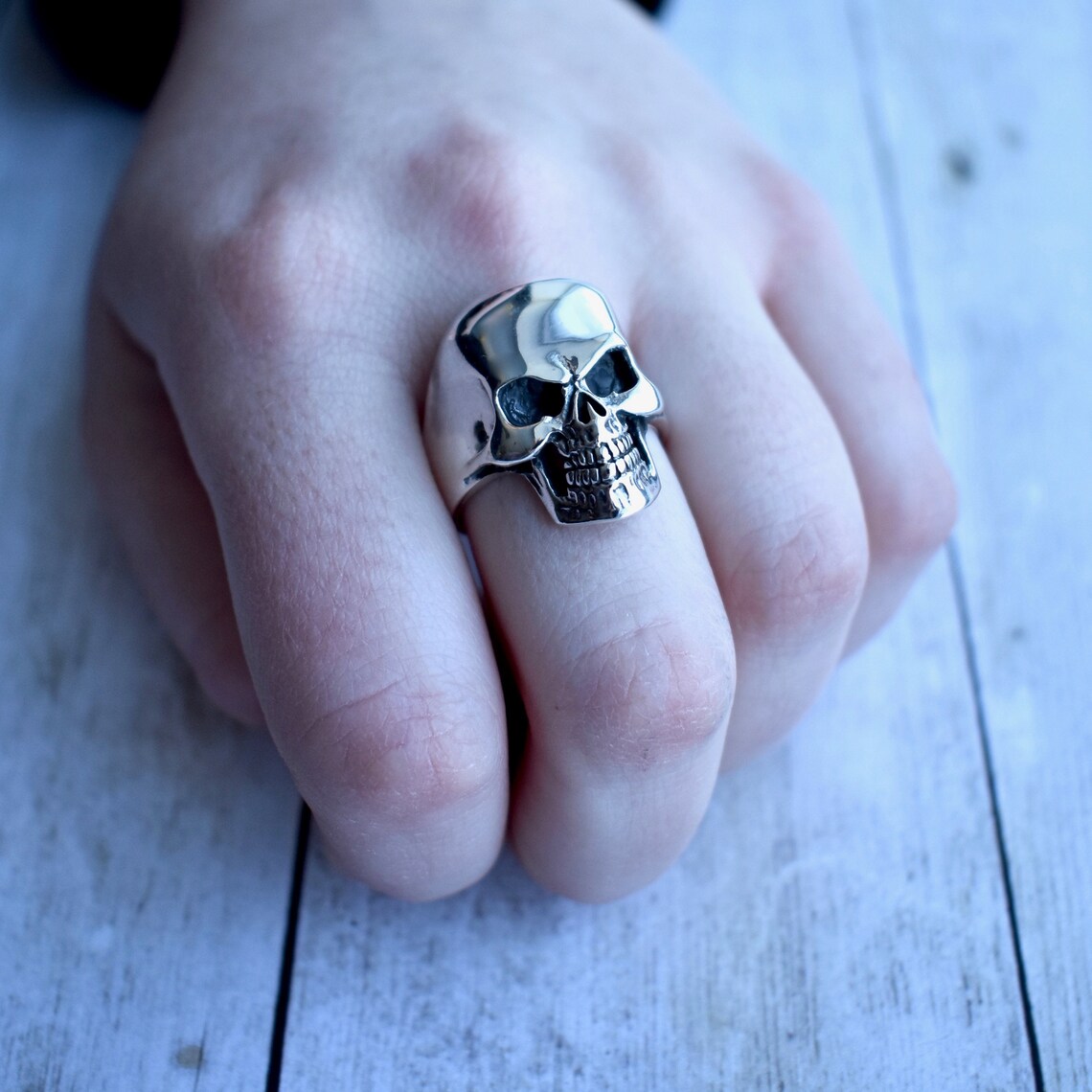 Classic Skull Silver Ring // Sterling Silver Ring // Statement Ring ...