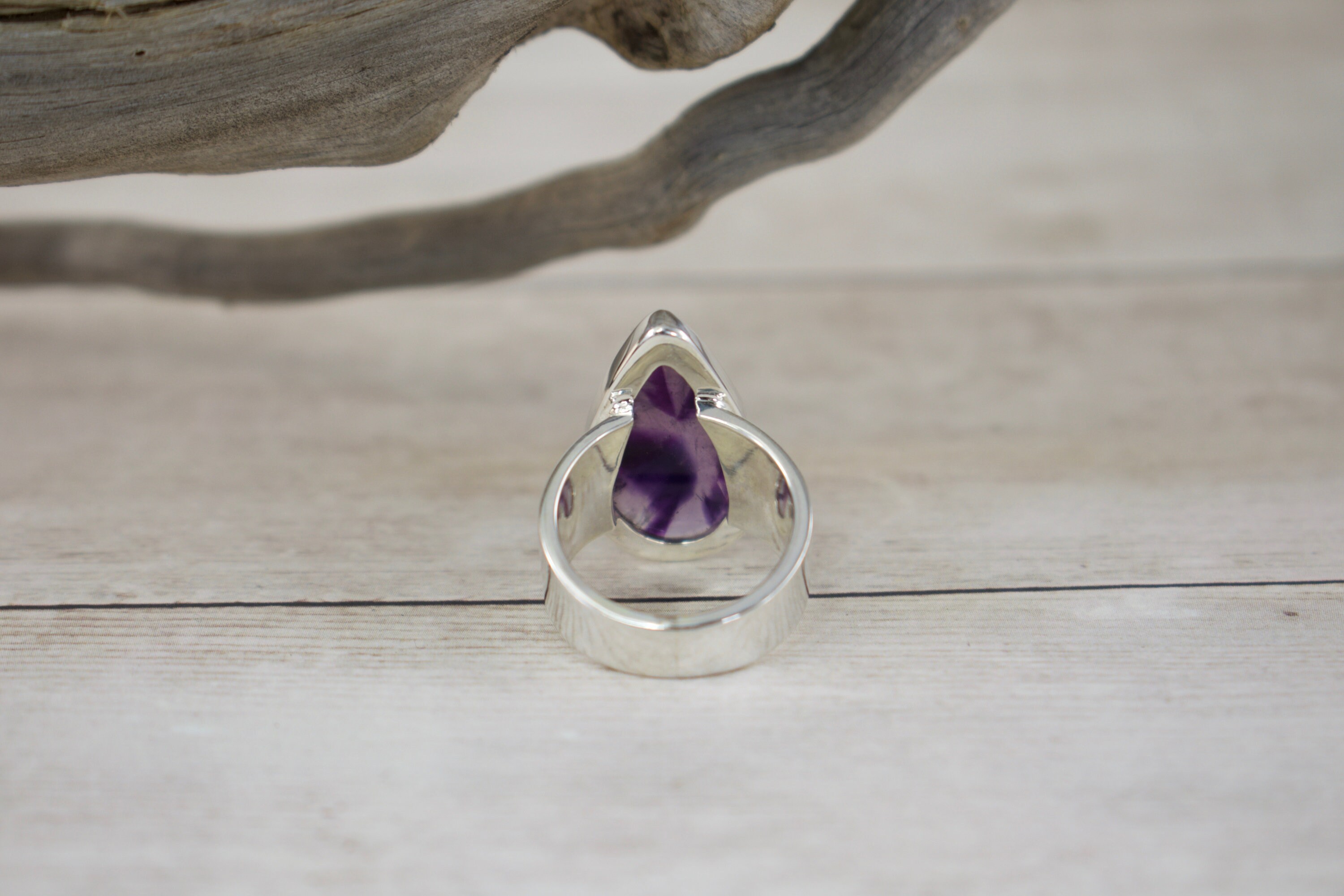 Simple Teardrop Atomic Amethyst Stone Ring // Atomic Amethyst | Etsy