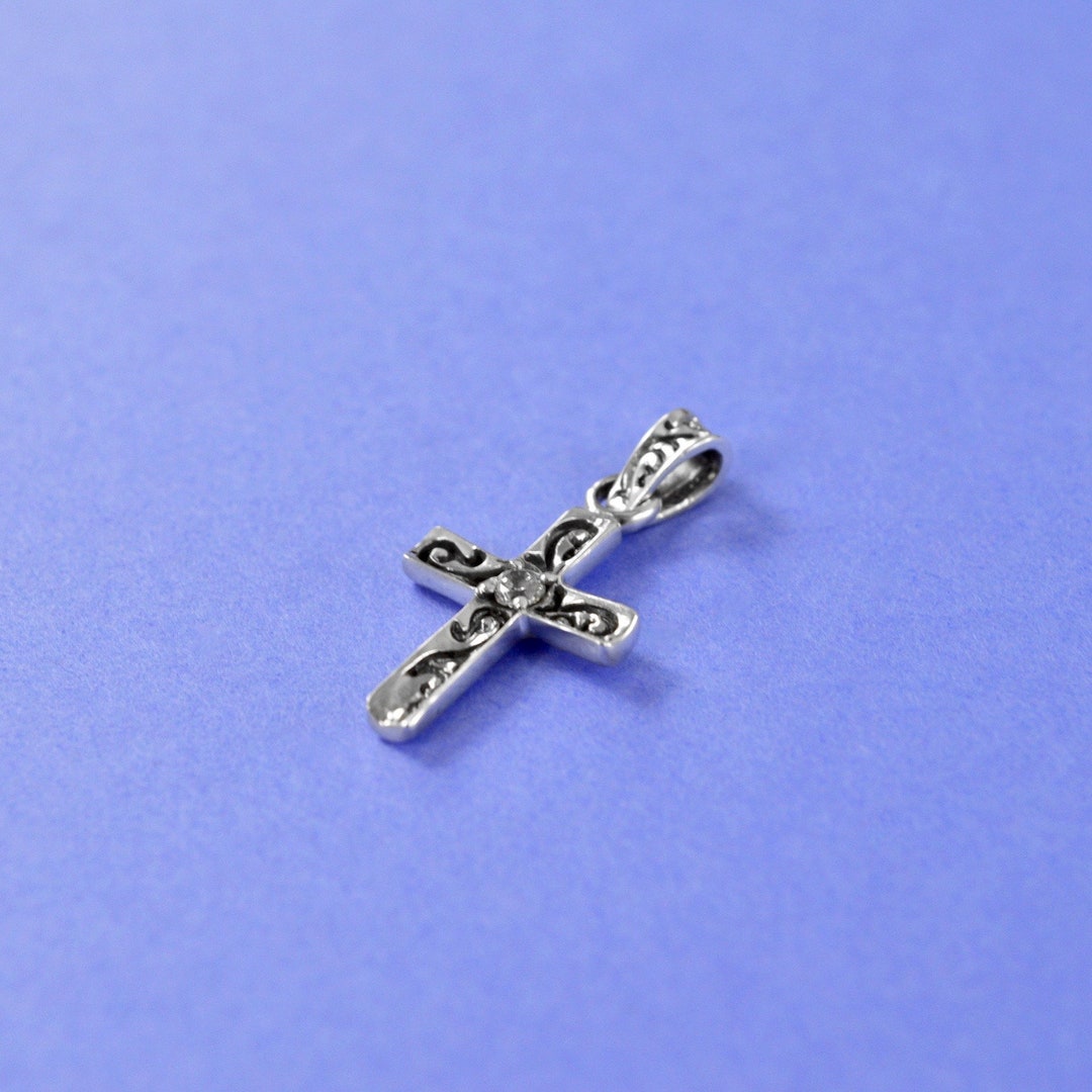 Petite Filigree Silver Cross Pendant // Religious Jewelry // Silver ...