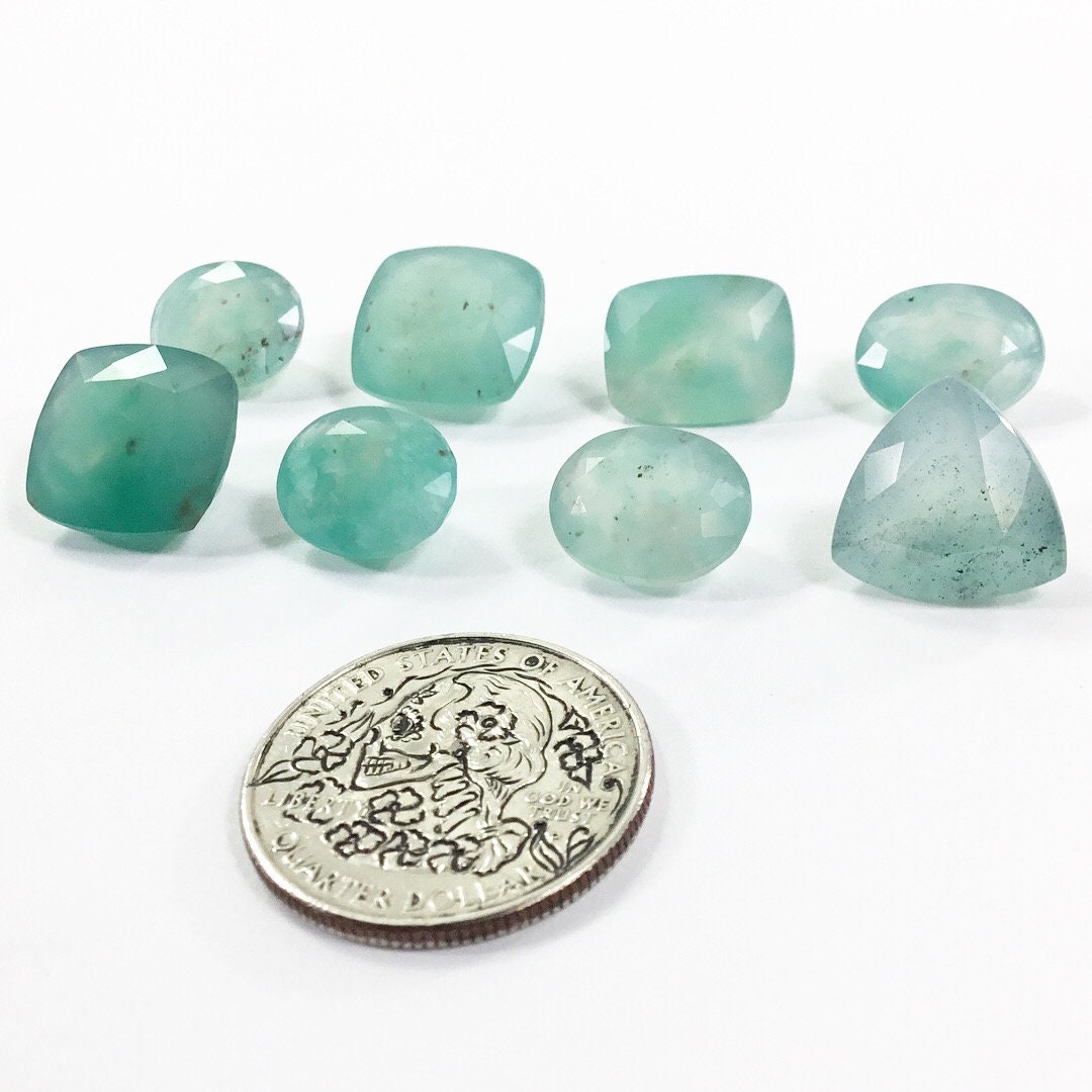 Individual Faceted Gem Silica Gemstones // Chrysocolla Cabochon // Gems ...