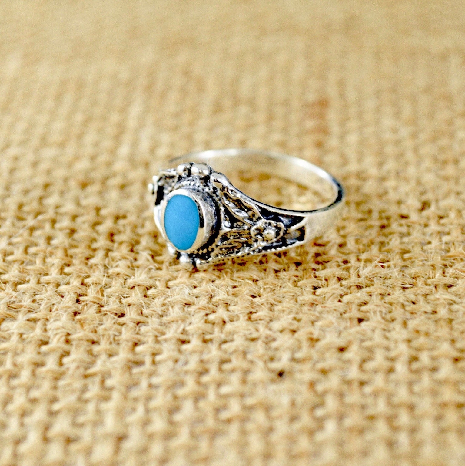 Vintage Style Gemstone Ring // Sterling Silver Ring // | Etsy