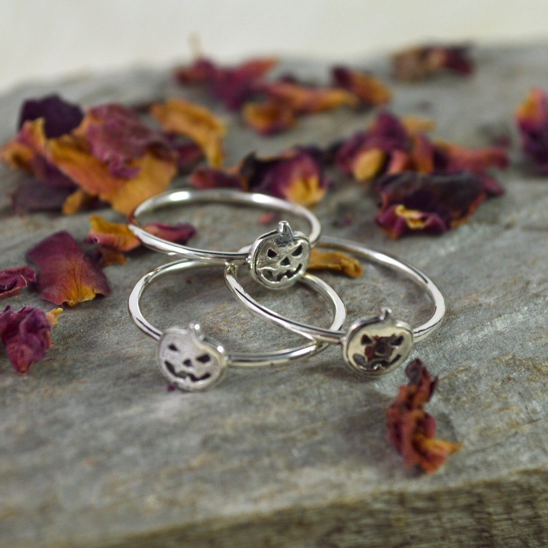 Mischievous Jack-o-lantern Ring // Halloween Jewelry // Silver Ring // Sterling Silver ...