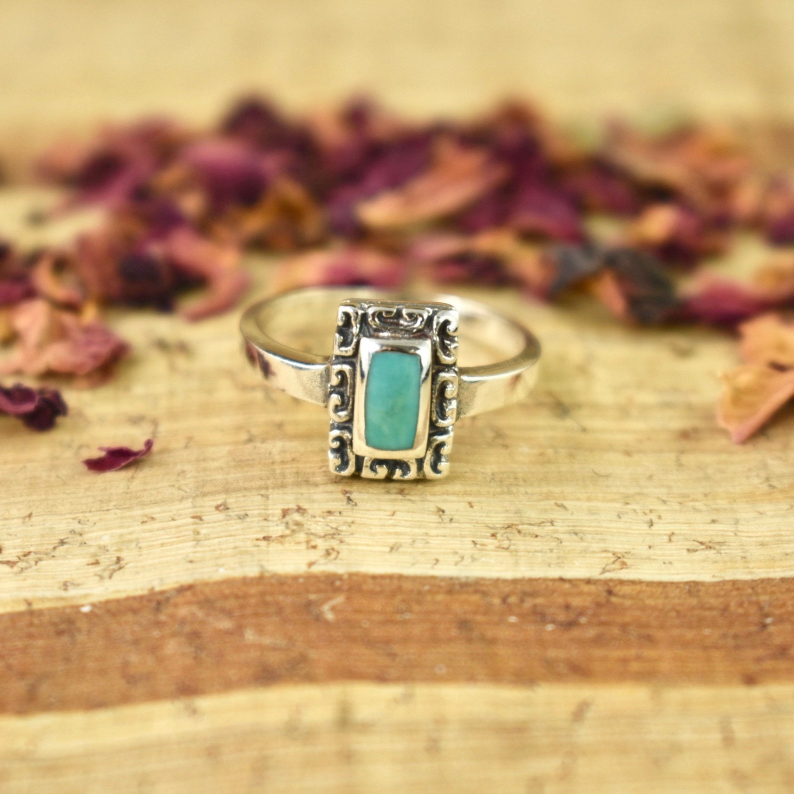 Aztec Turquoise Ring // Turquoise Jewelry // Stackable Rings ...