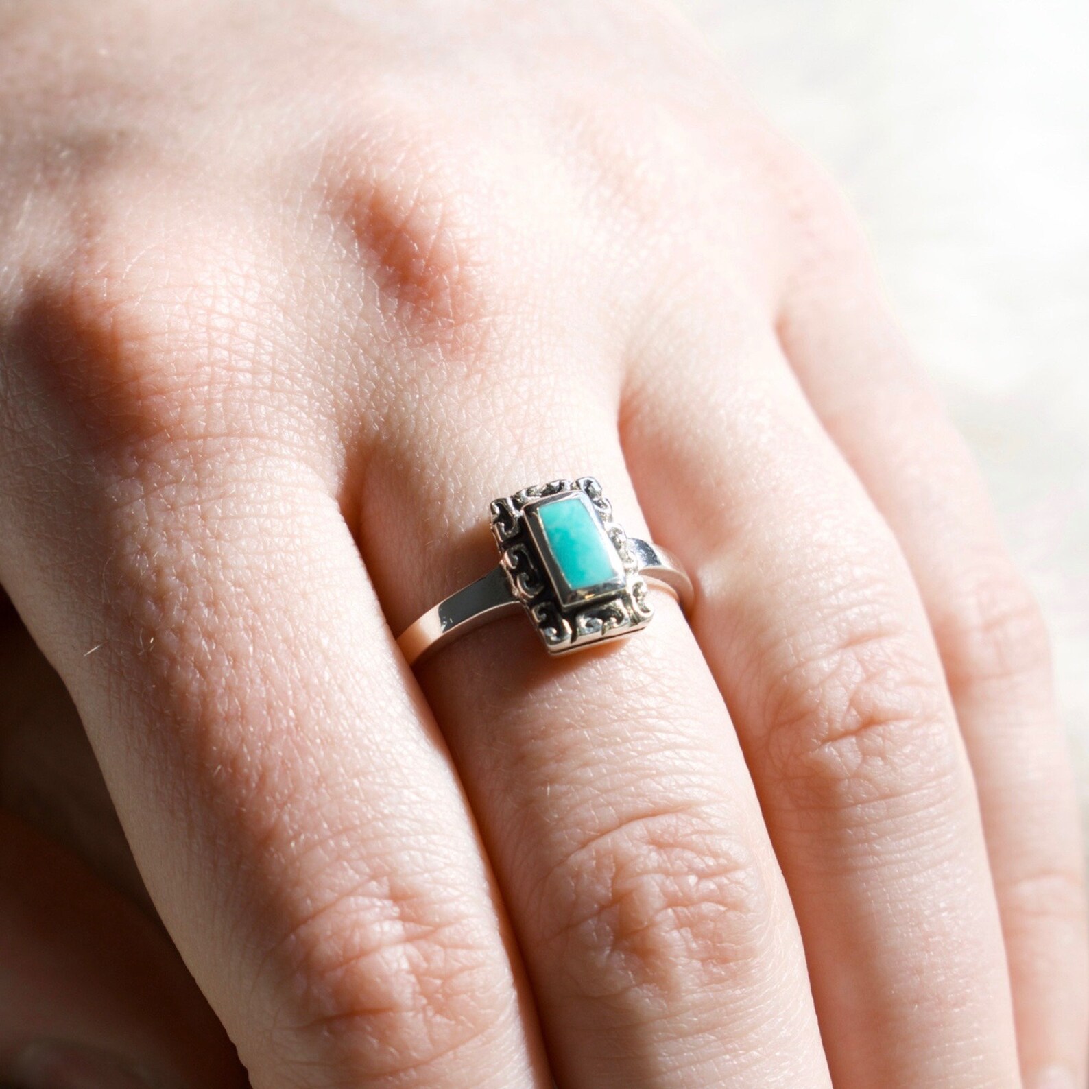 Aztec Turquoise Ring // Turquoise Jewelry // Stackable Rings ...