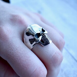 Classic Skull Silver Ring // Sterling Silver Ring // Statement Ring ...