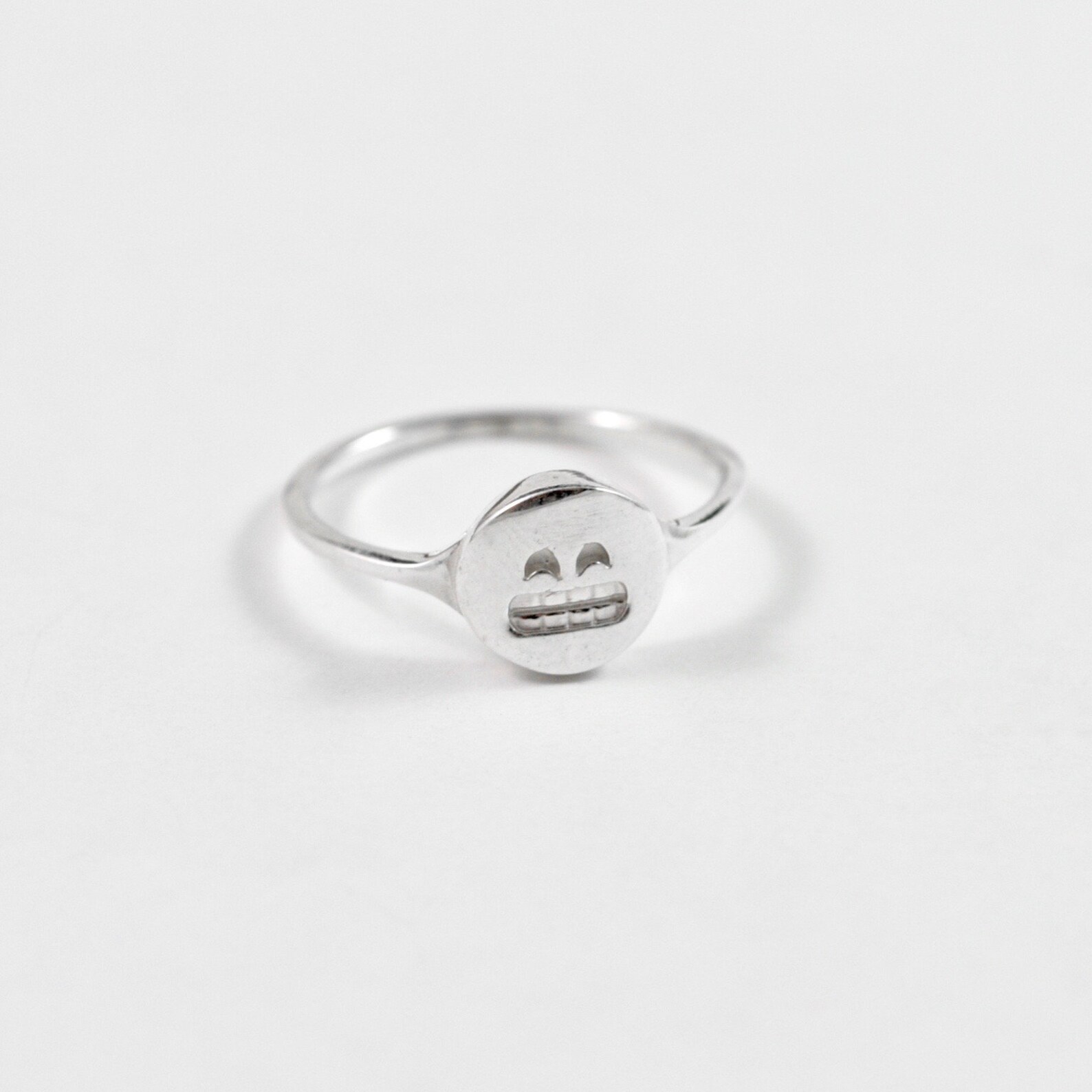 Grinning Face Emoji Ring // Sterling Silver Ring // Sterling - Etsy