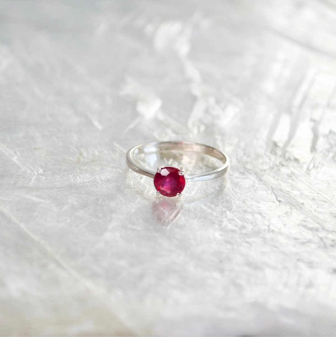 Simple Faceted Ruby Ring // Ruby Jewelry // Sterling Silver // Village ...