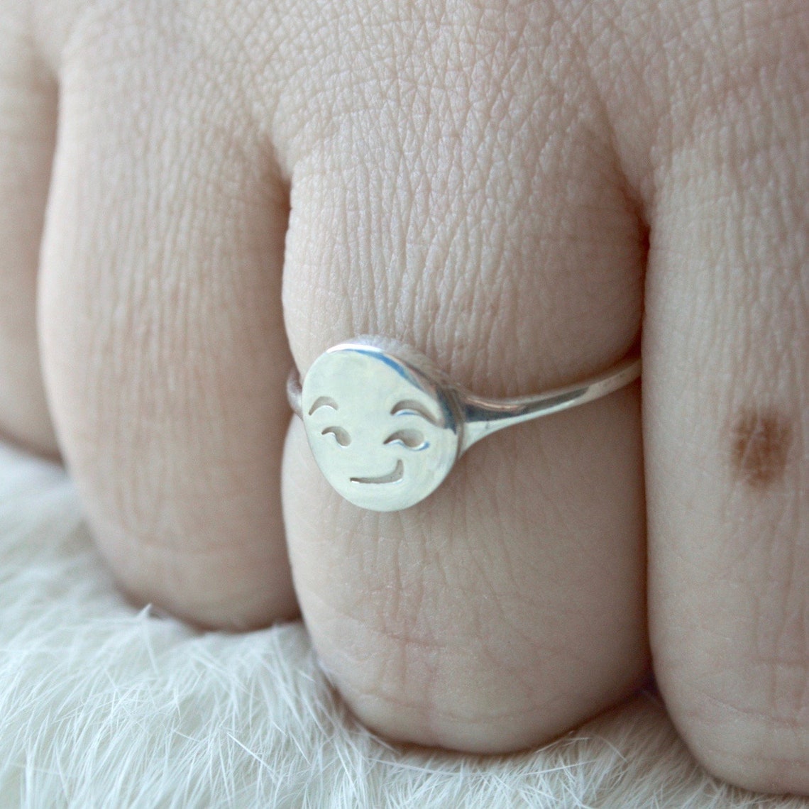 Smug Face Emoji Ring // Sterling Silver Ring // Sterling | Etsy