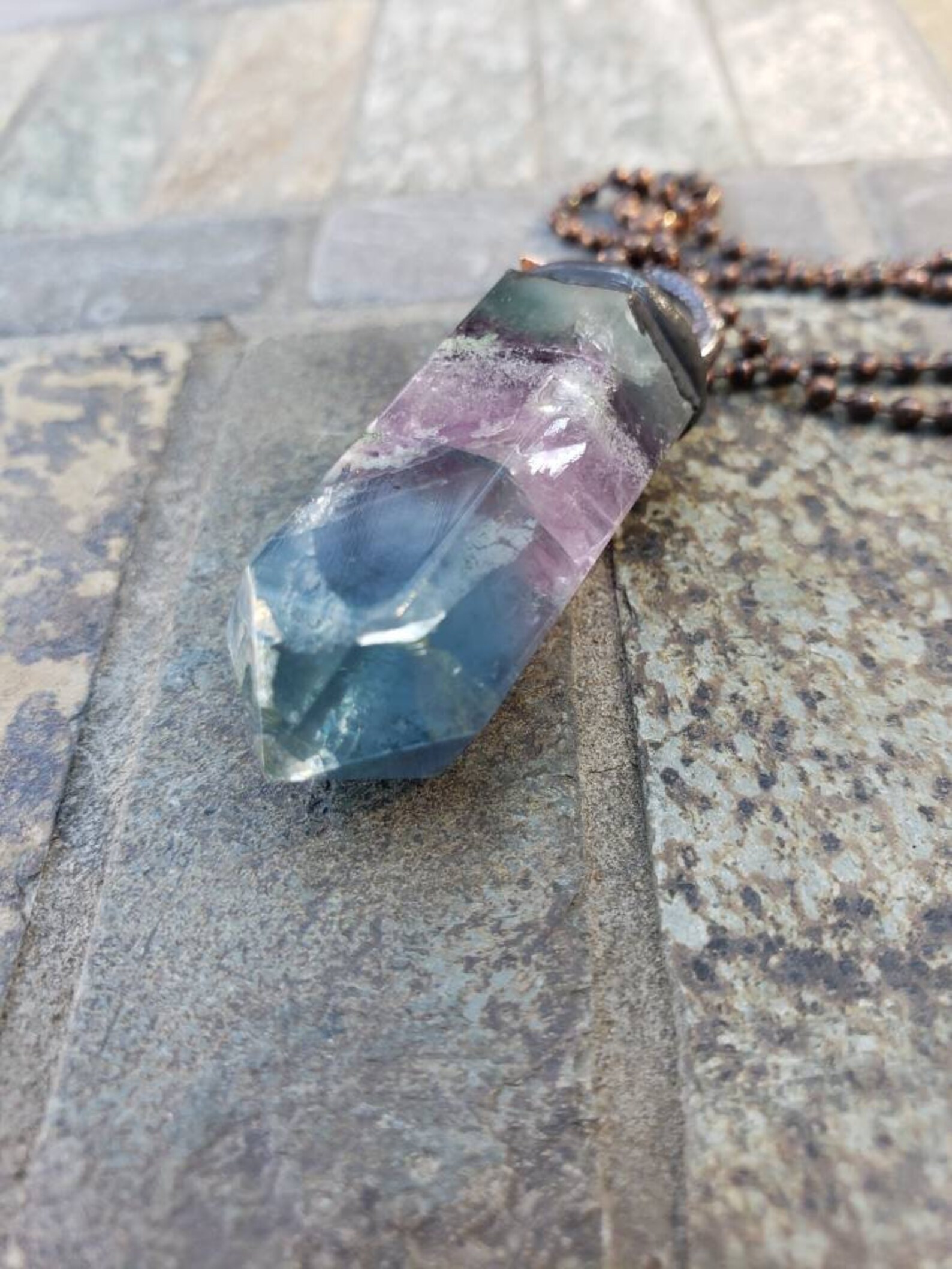 Kara Multi Colored Fluorite Crystal Tower and Oxidized | Etsy