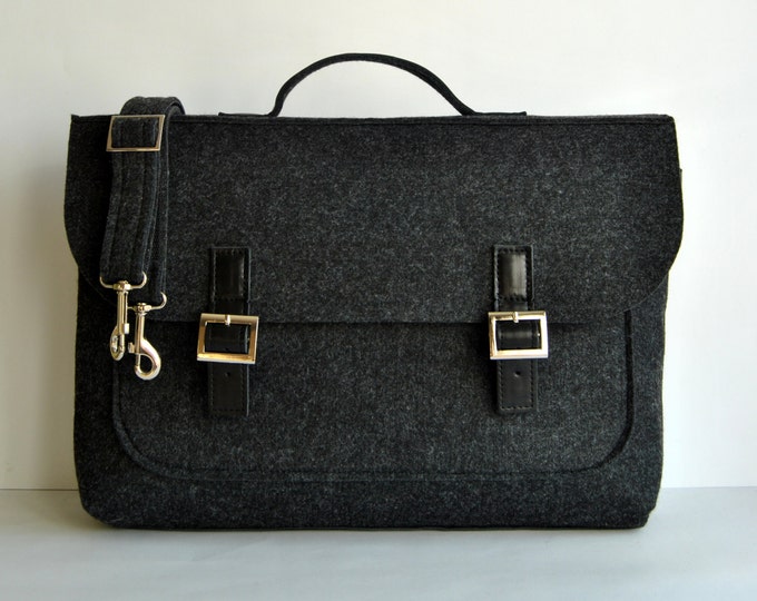 SALE Felt Leather Laptop Bag 17 With Leather Briefcase 17 MacBook Pro ...