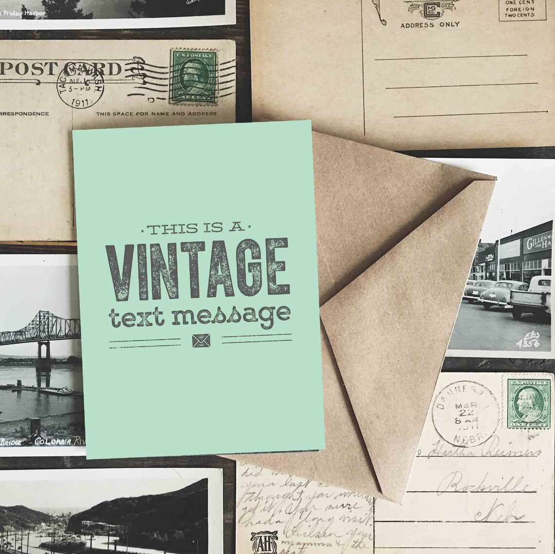 Funny Just Because Card Vintage Text Message Friendship | Etsy