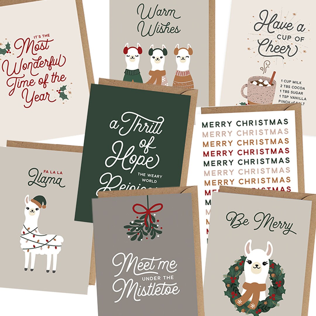 Christmas Card Bundle - Set of 16, Funny Holiday Cards, Merry Christmas ...
