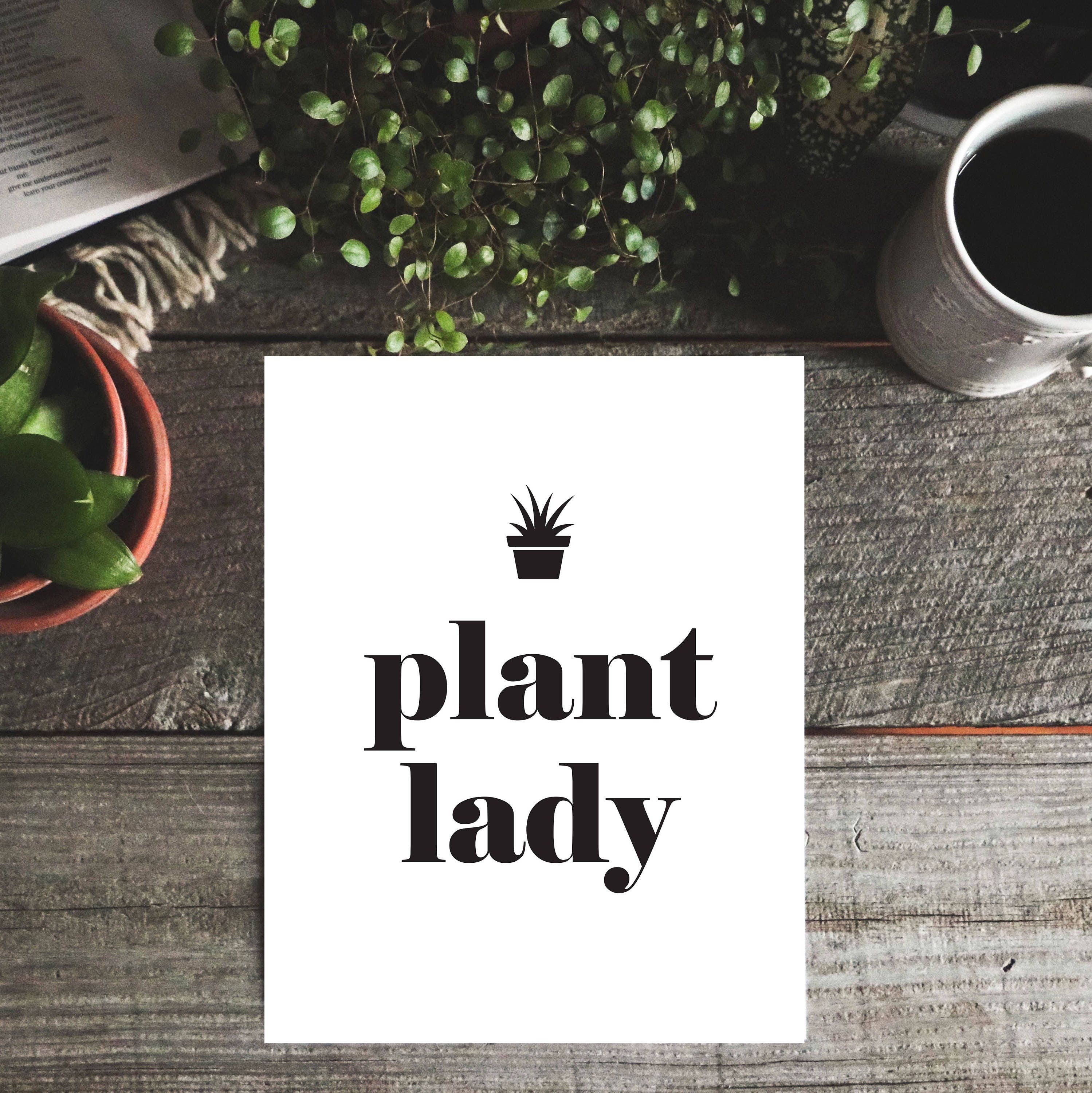 Plant Lady Print Gardening Gift Cactus Print Succulent | Etsy