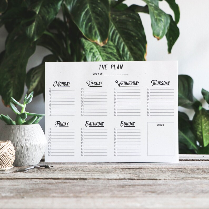 Weekly Desk Planner Notepad, Undated Weekly Calendar Organizer, Daily ...