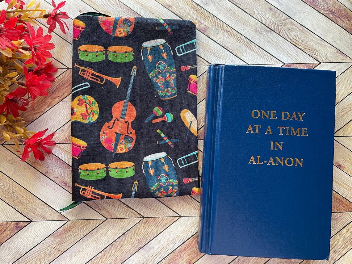 Fabric Book Cover Al-anon Daily Reader ODAT Festive Music Musical ...