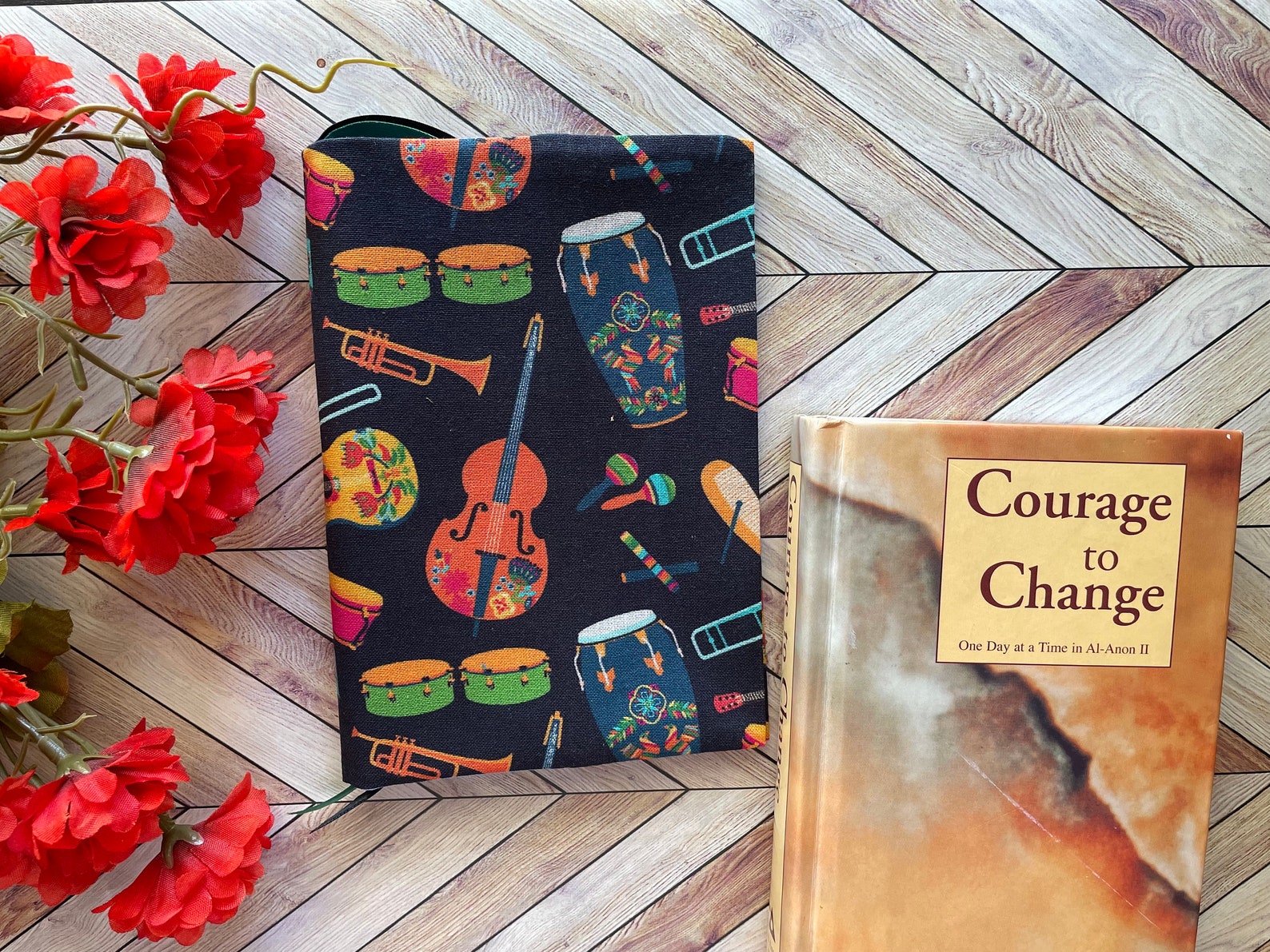 Fabric Book Cover Al-anon Daily Reader ODAT Festive Music Musical ...