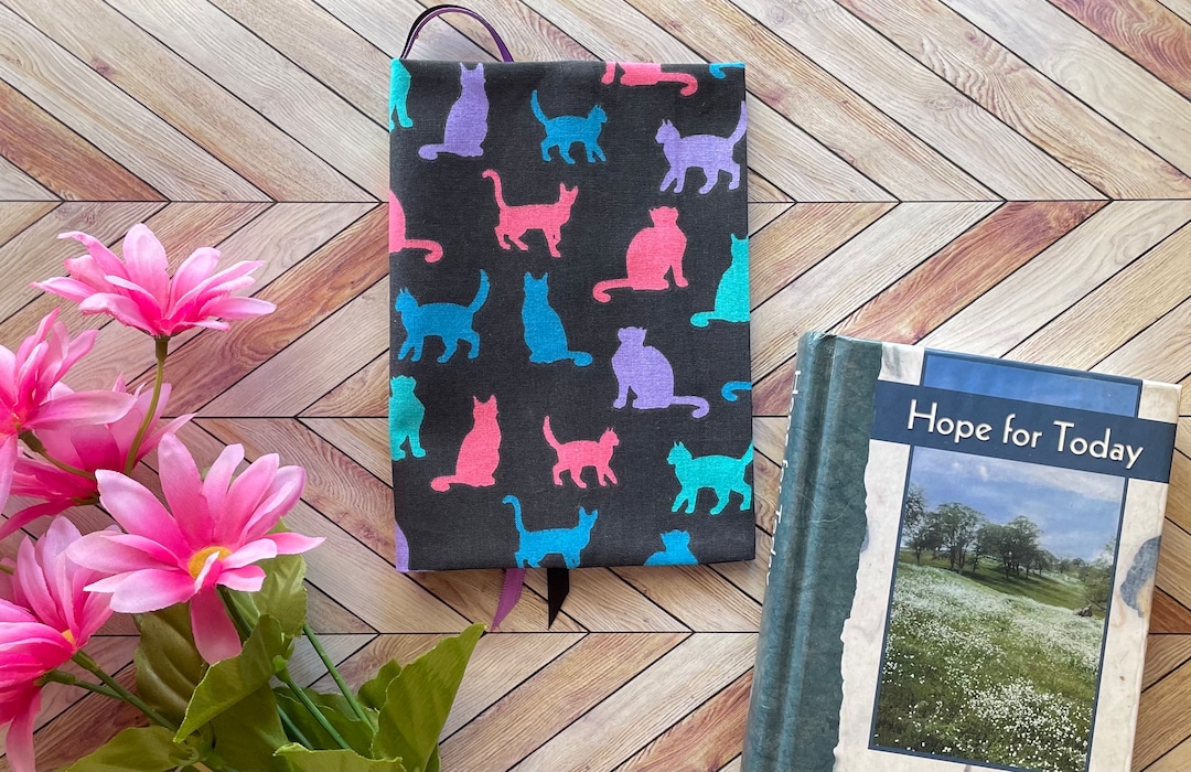 Handmade Fabric Book Cover: Al-anon 'hope for Today', Cats - Etsy