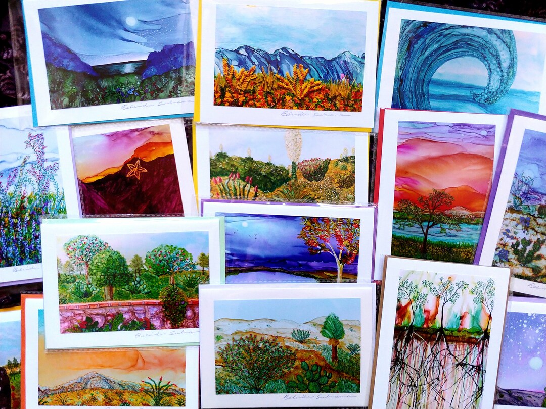 Five Signed Art Note Cards - Etsy