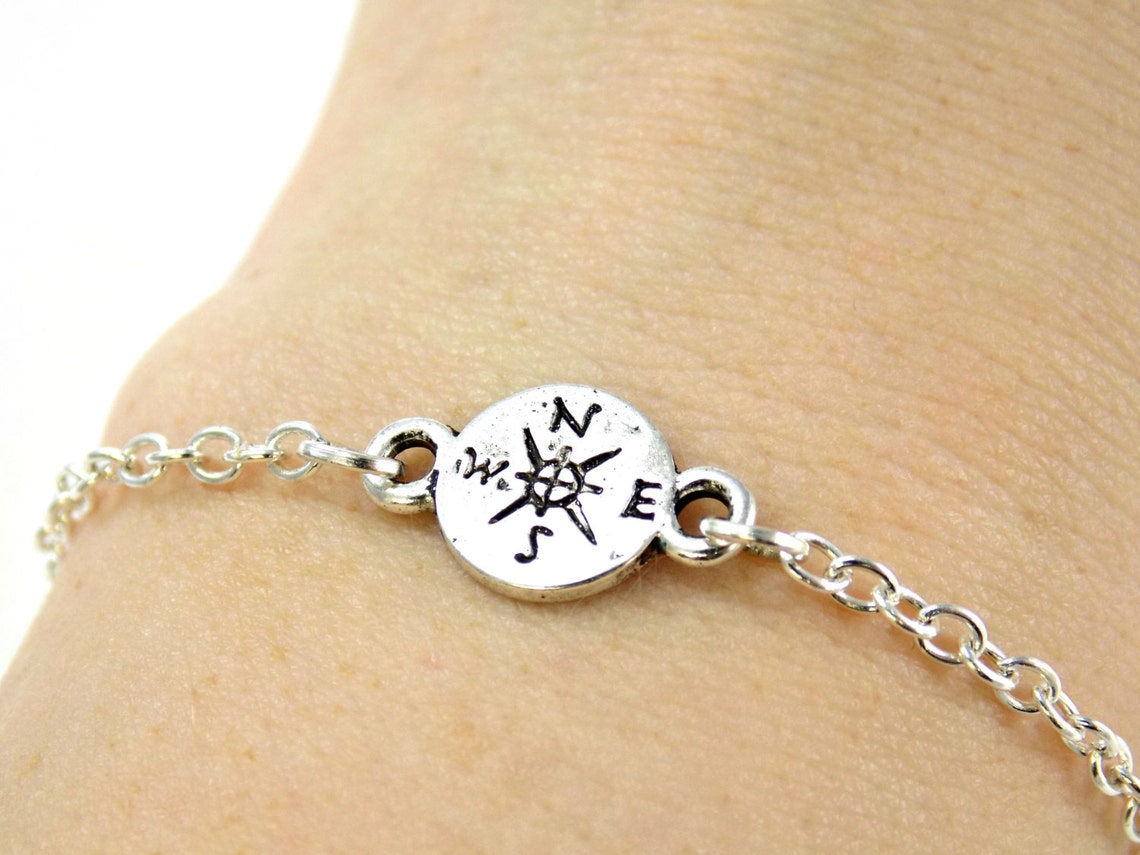 Compass Bracelet Dainty Bracelet Silver Minimal Bracelet | Etsy