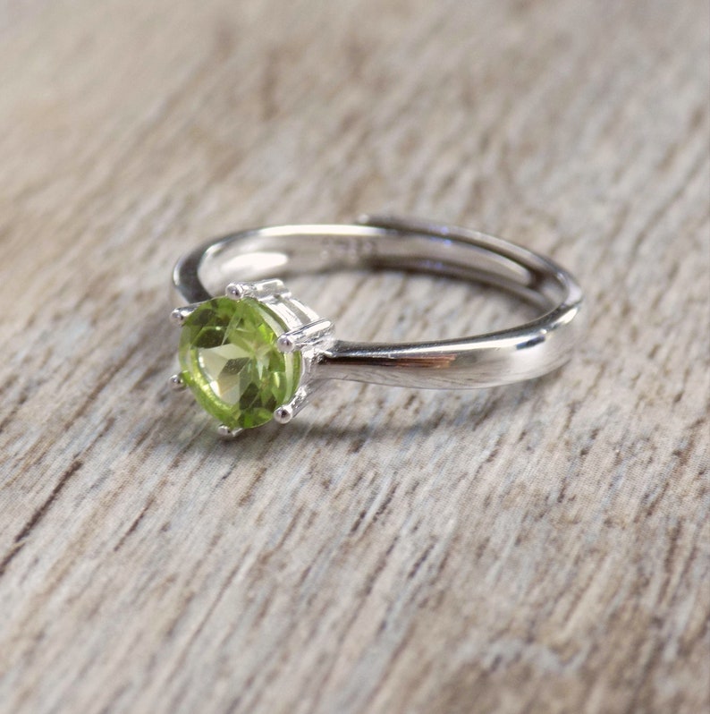 Peridot Ring Sterling Silver Chartreuse Jewellery August | Etsy