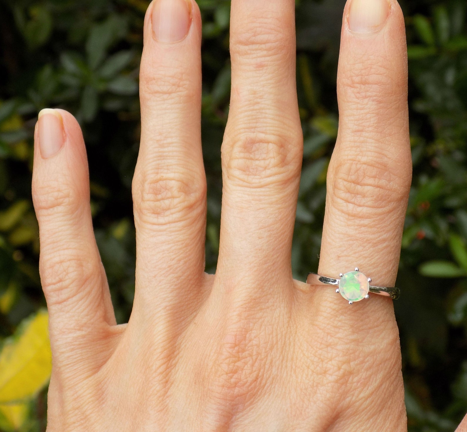 Real Opal Ring Sterling Silver Genuine Opal Jewellery Round - Etsy UK