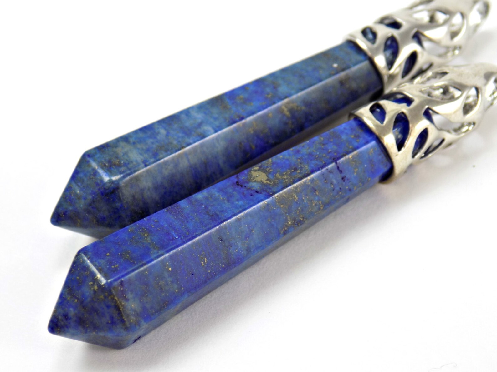 Lapis Lazuli Pendant Blue Stone Wand Necklace Silver Blue | Etsy