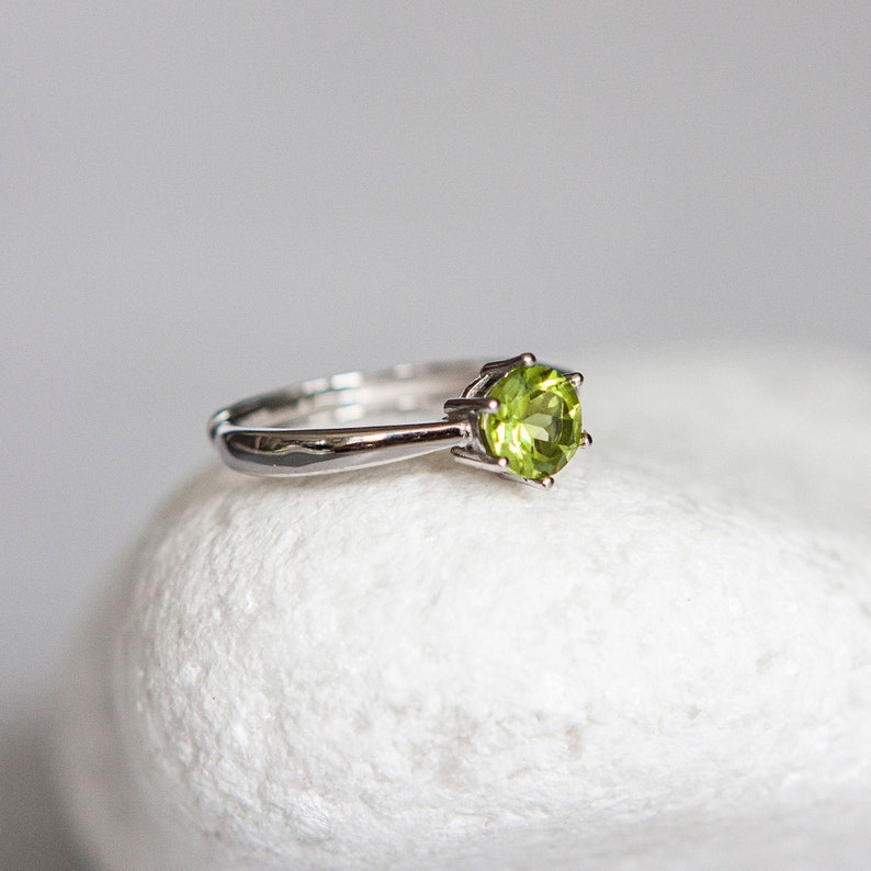 Peridot Ring Sterling Silver Chartreuse Jewellery August | Etsy