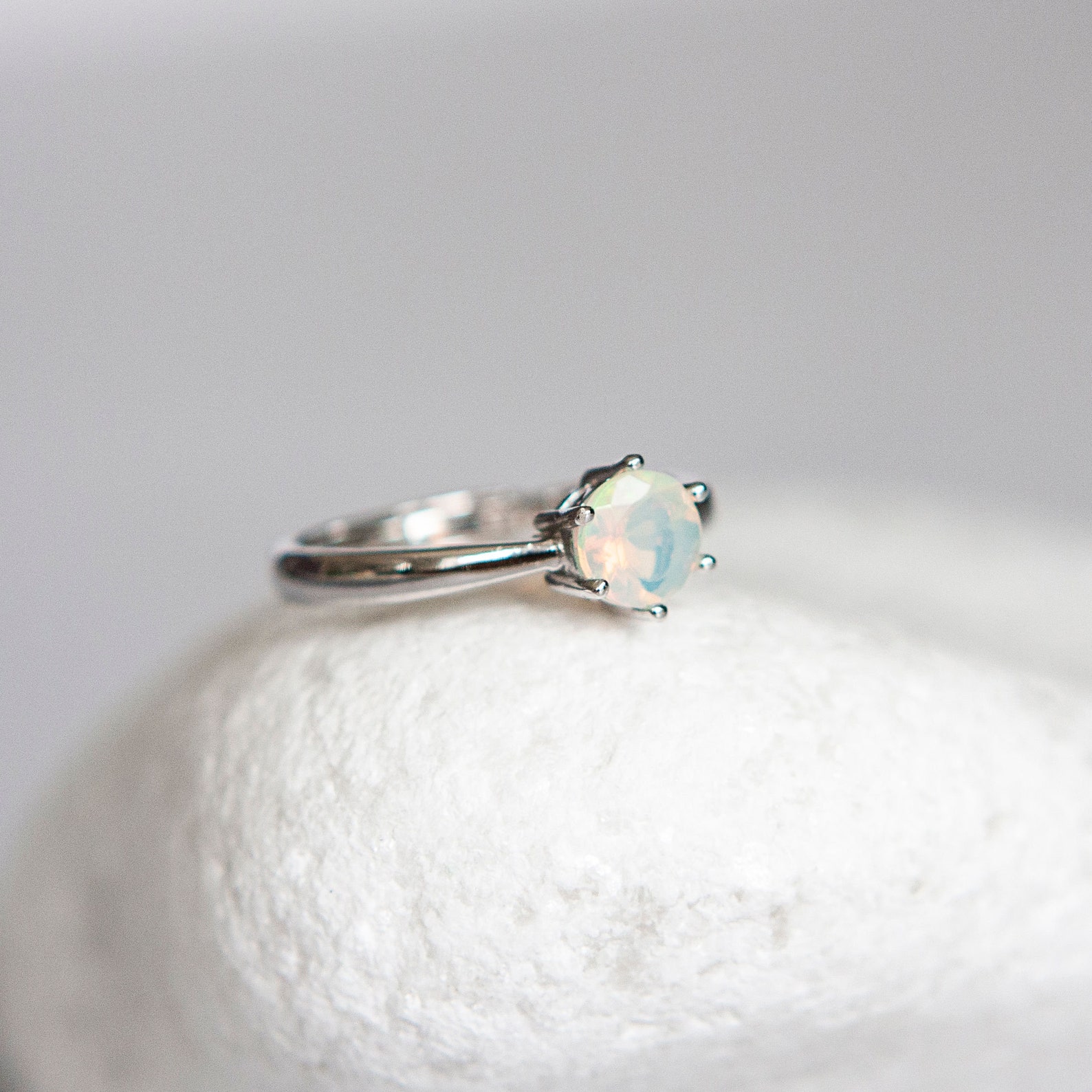 Real Opal Ring Sterling Silver Genuine Opal Jewellery Round - Etsy UK