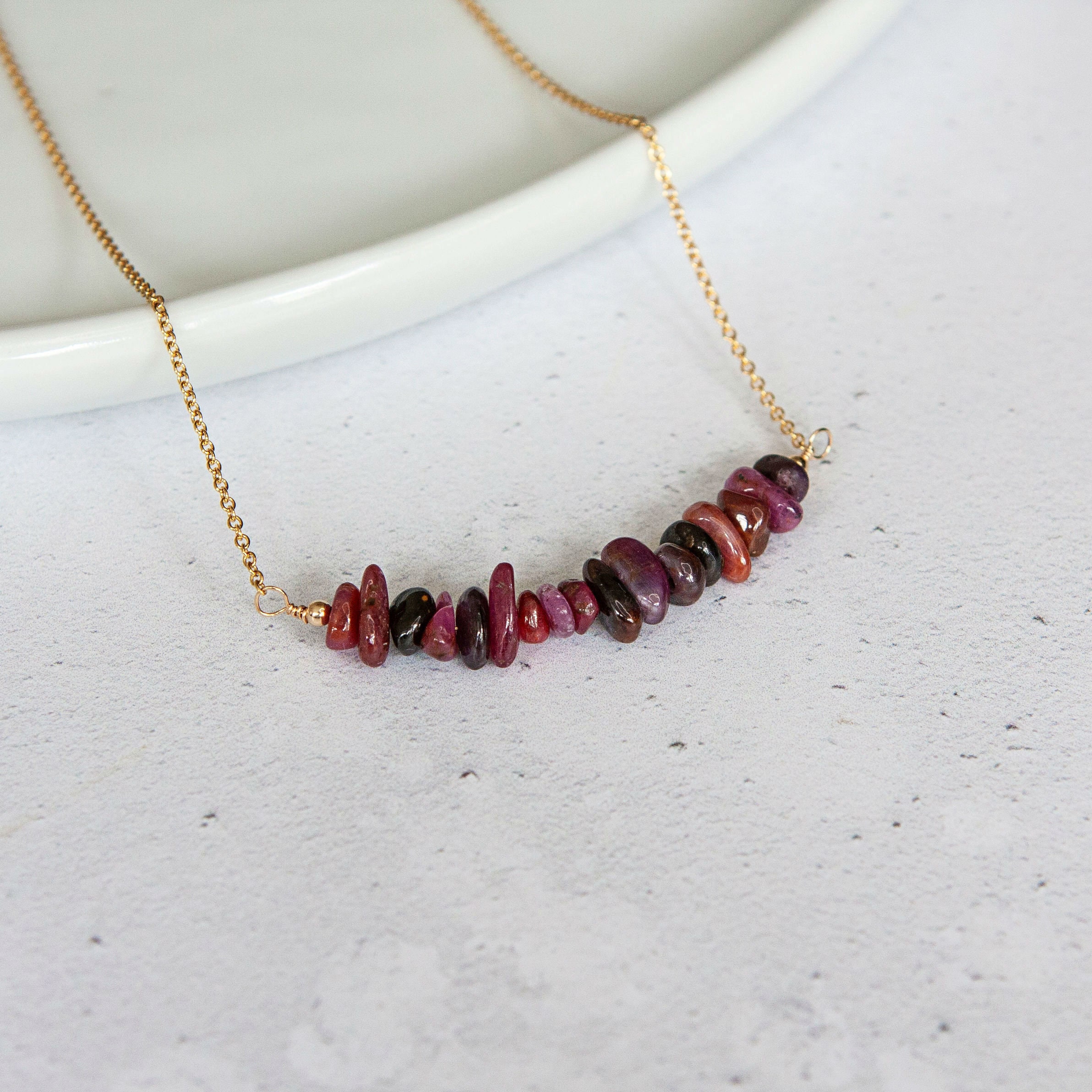 Ruby Birthstone Jewelry Ruby Necklace in 14K Gold Fill | Etsy
