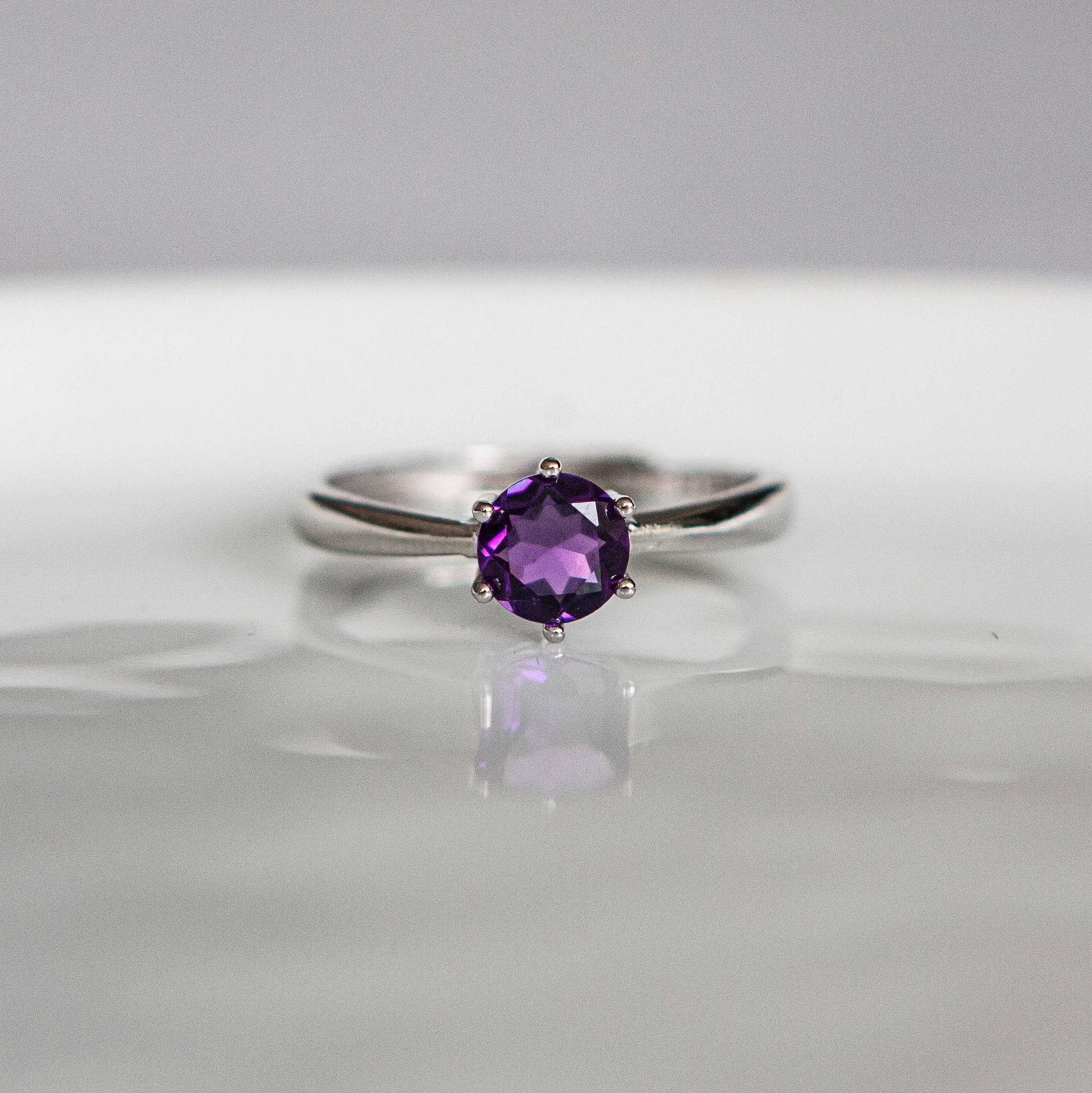 Amethyst Ring Sterling Silver February Birthstone Ring - Etsy