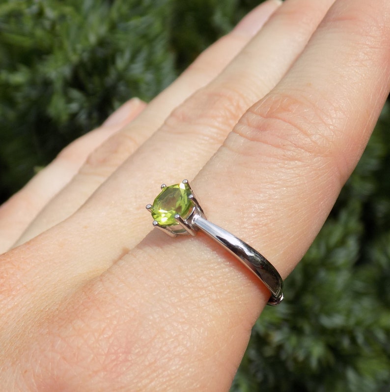 Peridot Ring Sterling Silver Chartreuse Jewellery August | Etsy