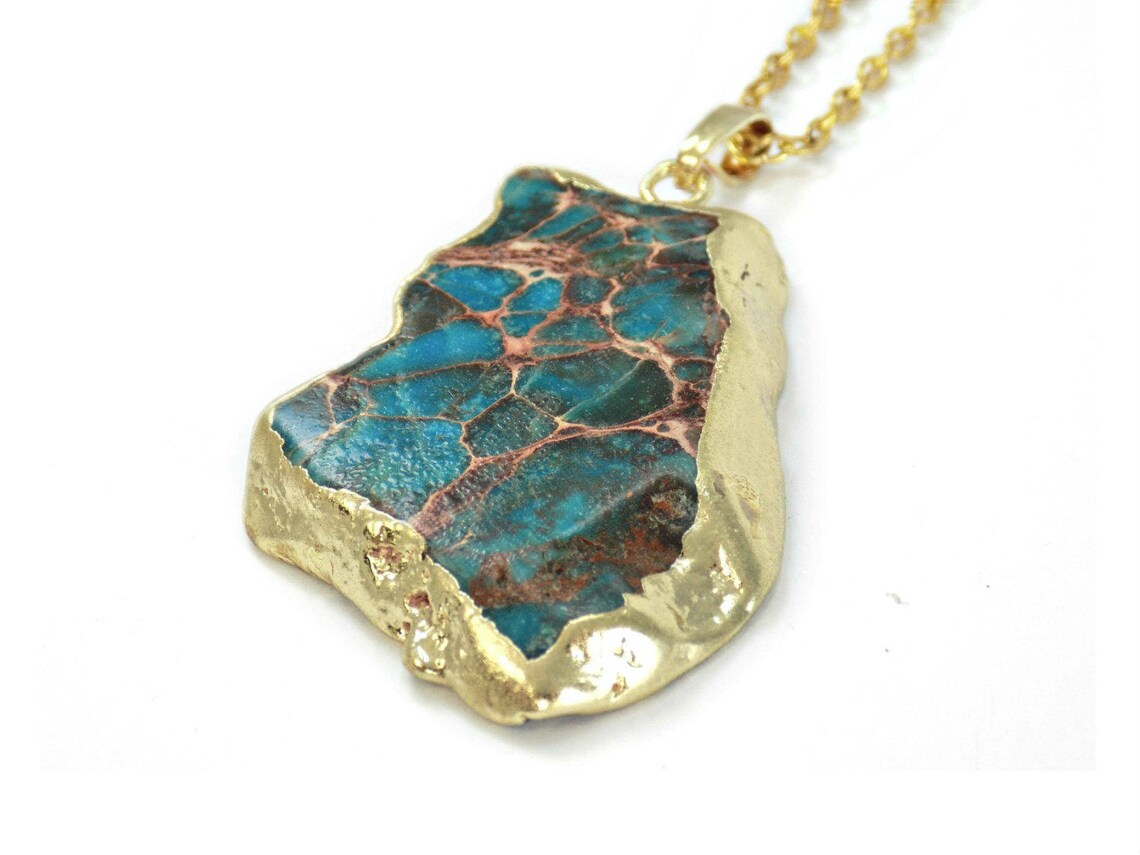 Large Gemstone Necklace New Womens Gift Sea Sediment - Etsy