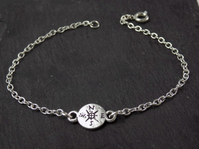 Compass Bracelet Dainty Bracelet Silver Minimal Bracelet | Etsy