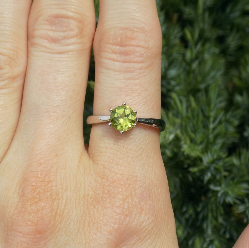 Peridot Ring Sterling Silver Chartreuse Jewellery August | Etsy