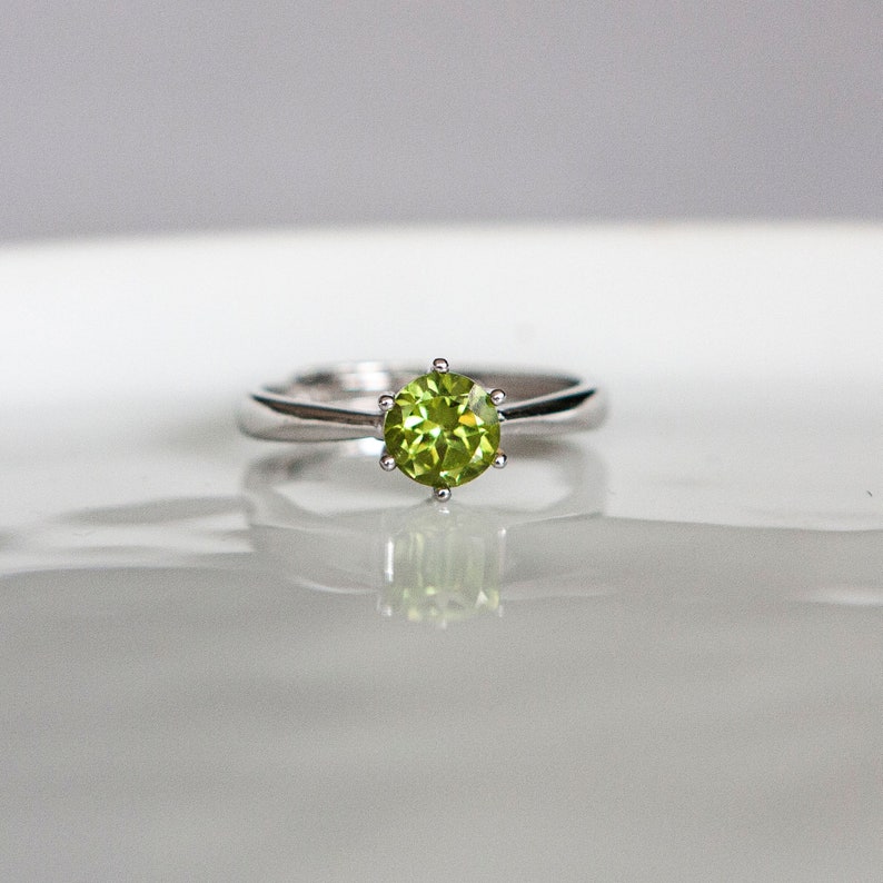 Peridot Ring Sterling Silver Chartreuse Jewellery August | Etsy
