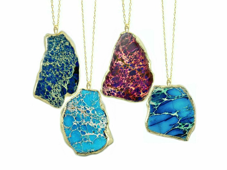 Large Gemstone Necklace New Womens Gift Sea Sediment - Etsy