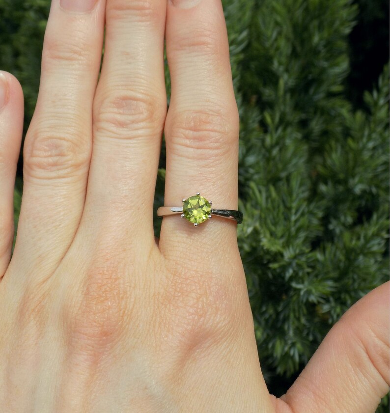 Peridot Ring Sterling Silver Chartreuse Jewellery August | Etsy