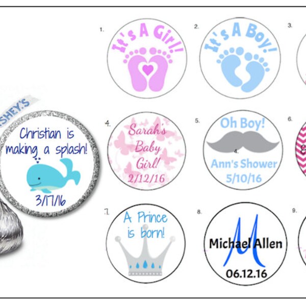 Gender Reveal Party 108 Gender Reveal, Baby Shower Hershey Kiss Labels ...
