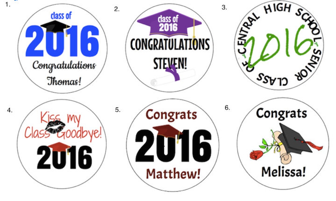 108 - .75" Personalized Graduation Labels / College / High School ...