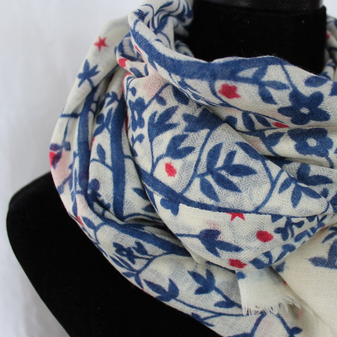 Pretty Floral Print Winter Scarf Wool Scarves by Mayil Gift Scarf for ...