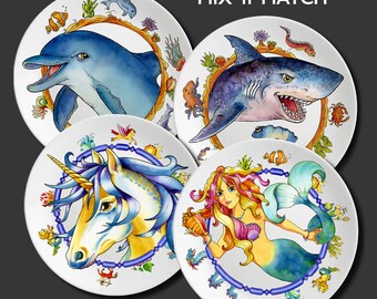 DINOSAUR Plate Set of 4 | Etsy