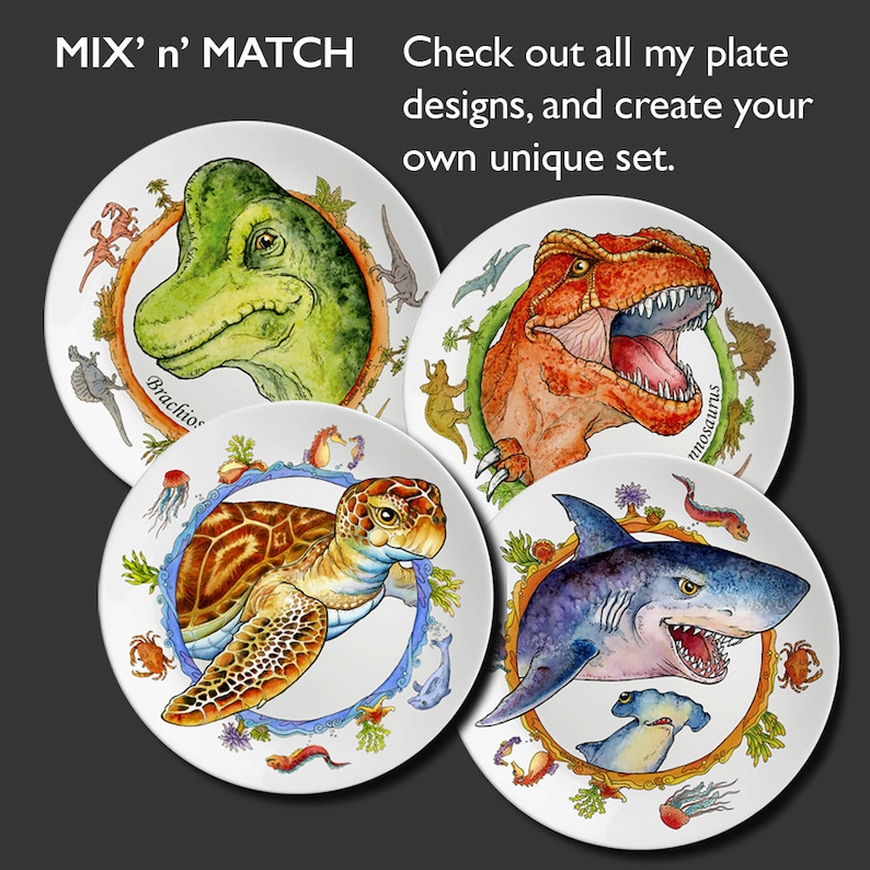 DINOSAUR Plate - Set of 4 - Etsy