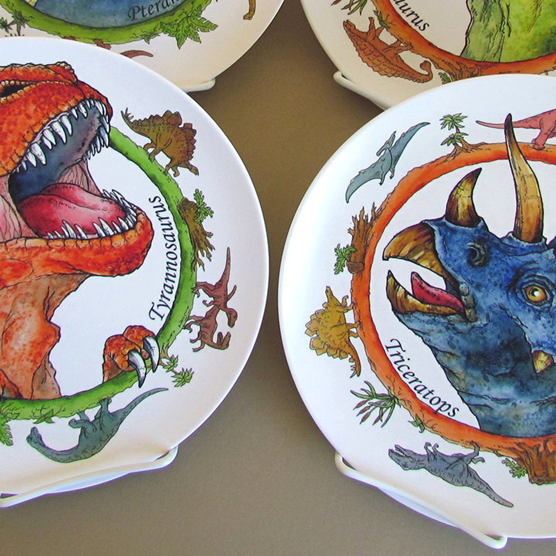 DINOSAUR Plate - Set of 4 - Etsy