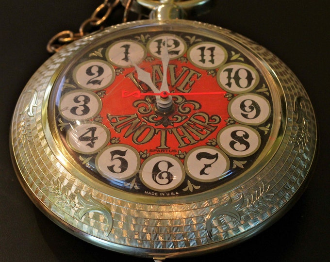 Vintage Spartus Giant Pocket Watch Backwards Bar Clock USA - Etsy
