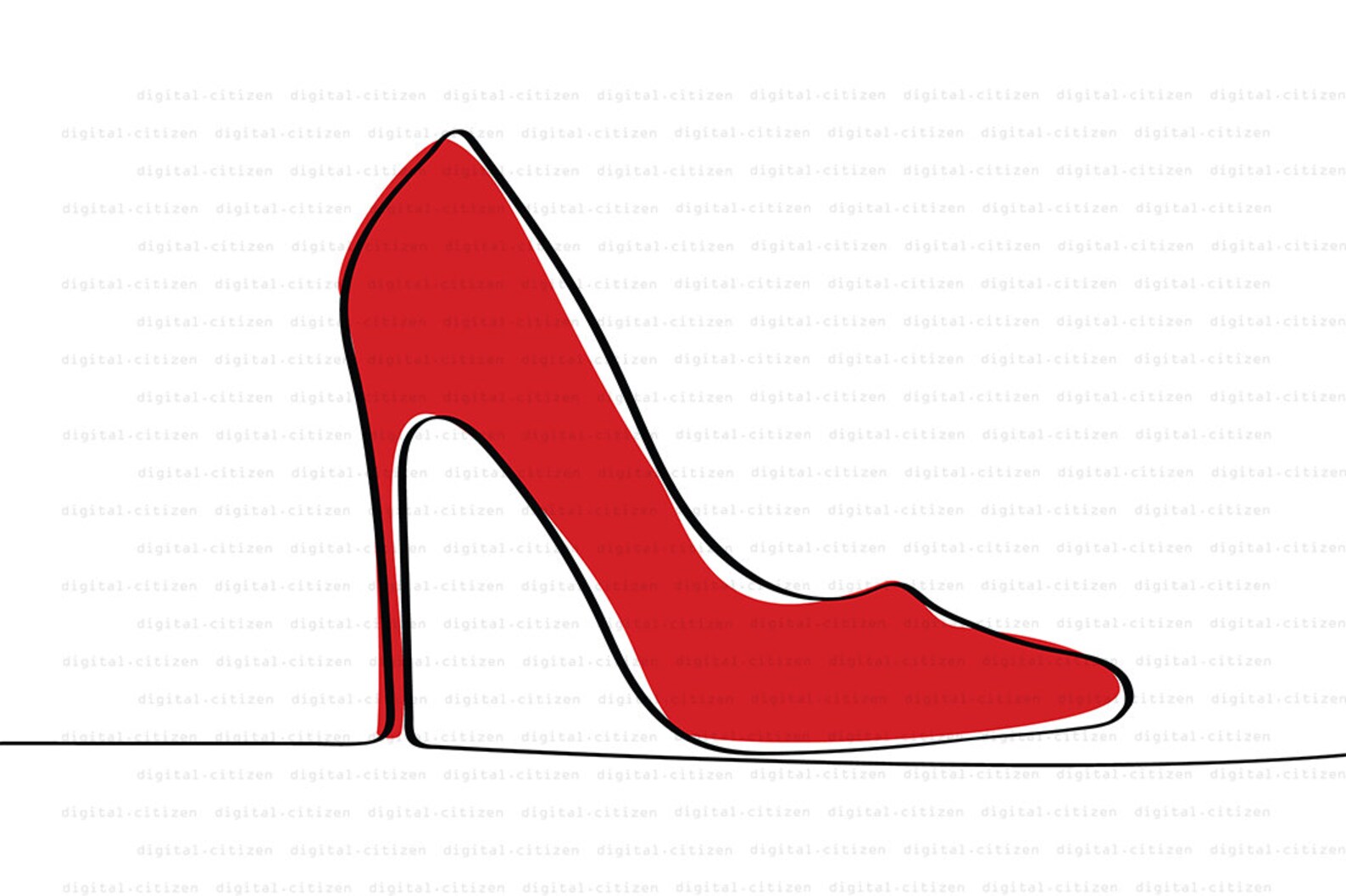 Printable One Line Drawing Red High Heels PNG and AI Files - Etsy Denmark