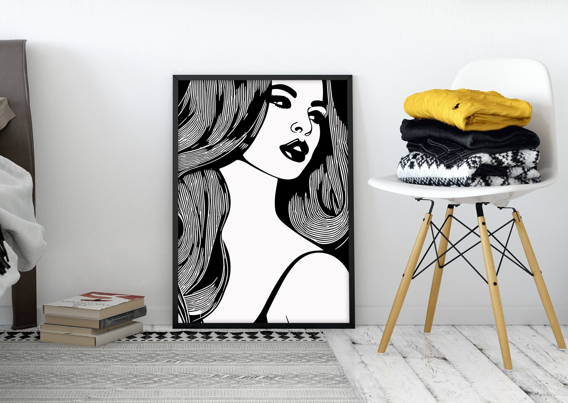 Printable Stunning Female Art PNG and AI Files Modern Artful Woman Art ...