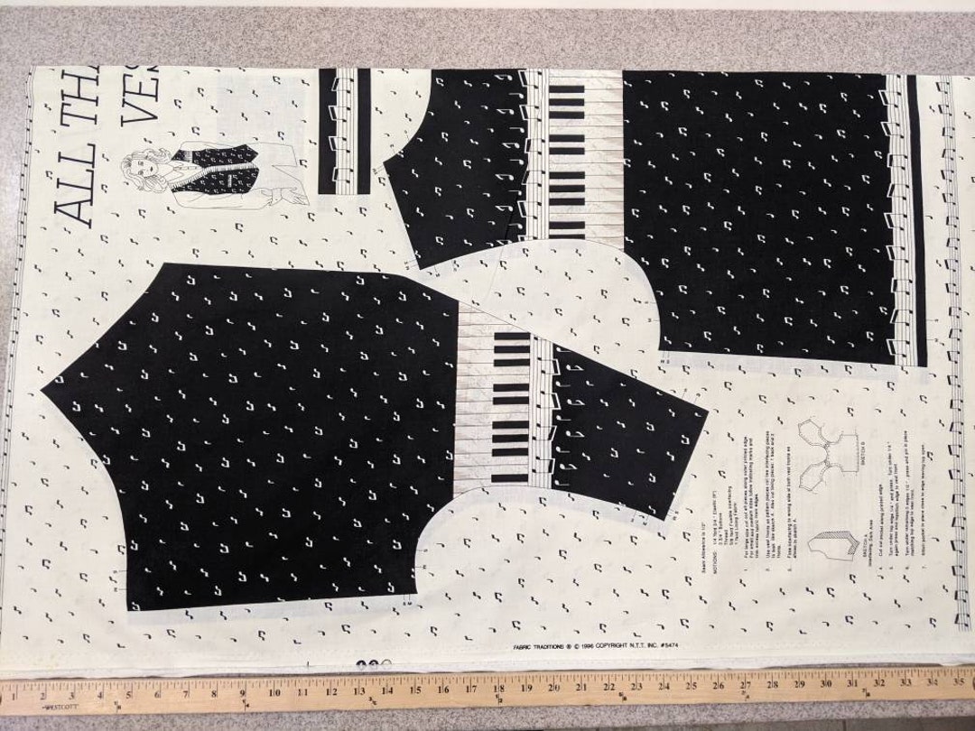 All That Jazz Piano/music Adult Vest Panel [[by the Panel]] - Etsy