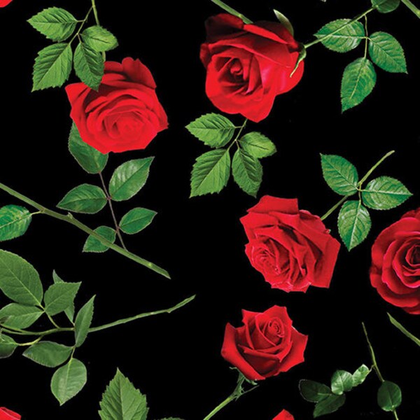 Red Rose Fabric - Etsy