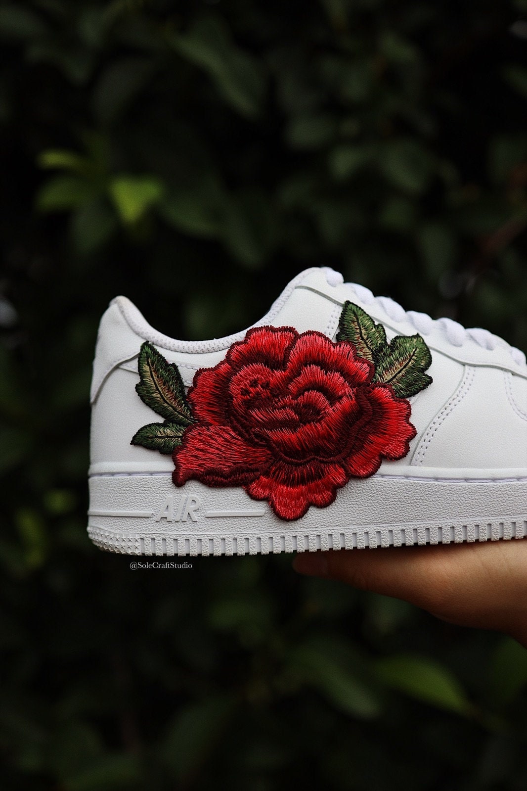 Red Rose Custom Air Force 1 Embroidery Floral Custom AF1 - Etsy