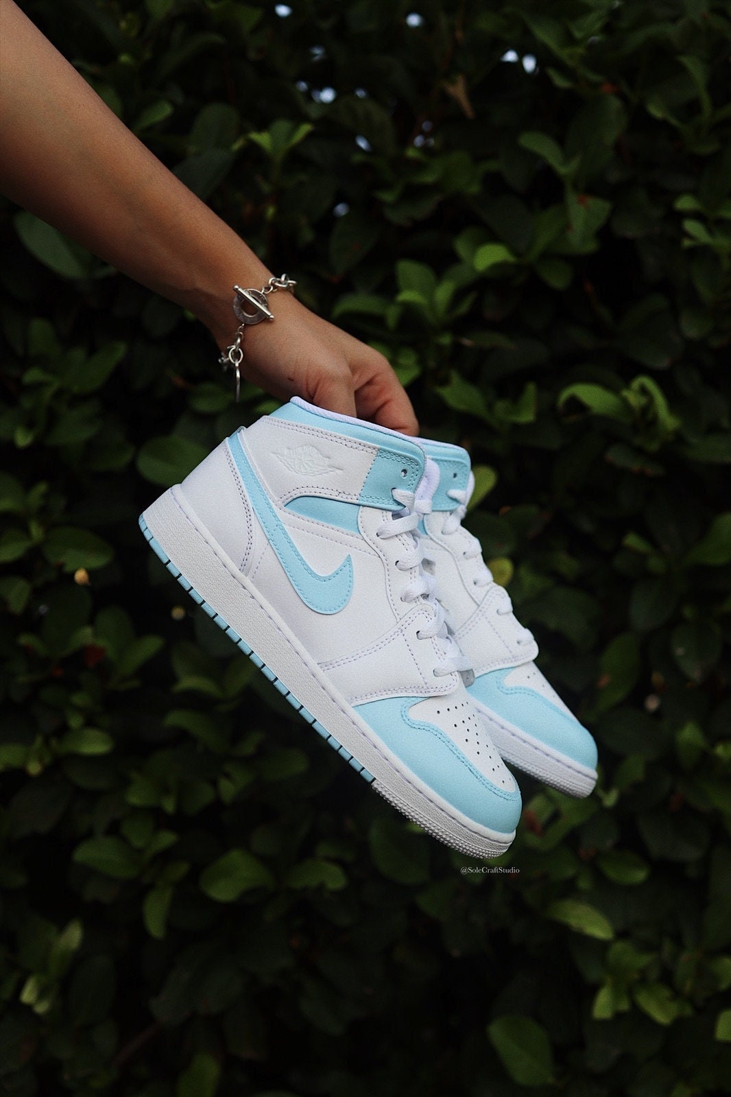 Custom Nike Jordan 1 Mid light Blue Custom Painted - Etsy
